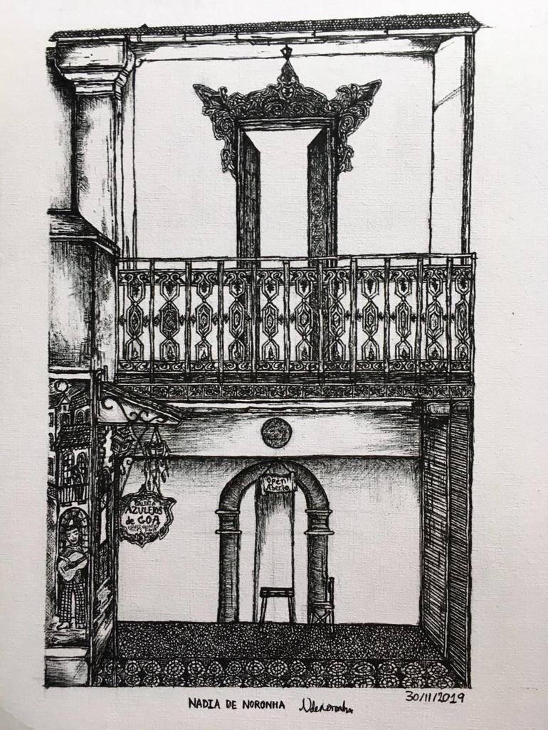 A Balcony Drawing by Nadia De Noronha | Saatchi Art
