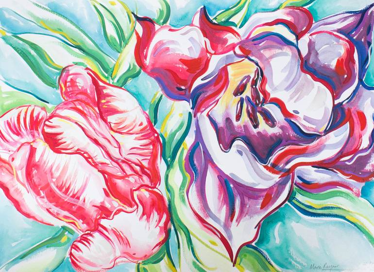 Parrot Tulips Painting by Marie Rayner | Saatchi Art