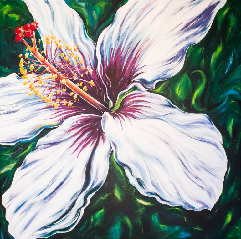 Hibiscus Painting by Marie Rayner | Saatchi Art