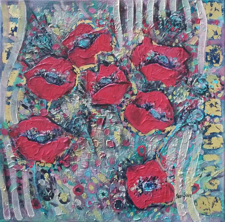 Red Poppies Painting by Teo Soos | Saatchi Art