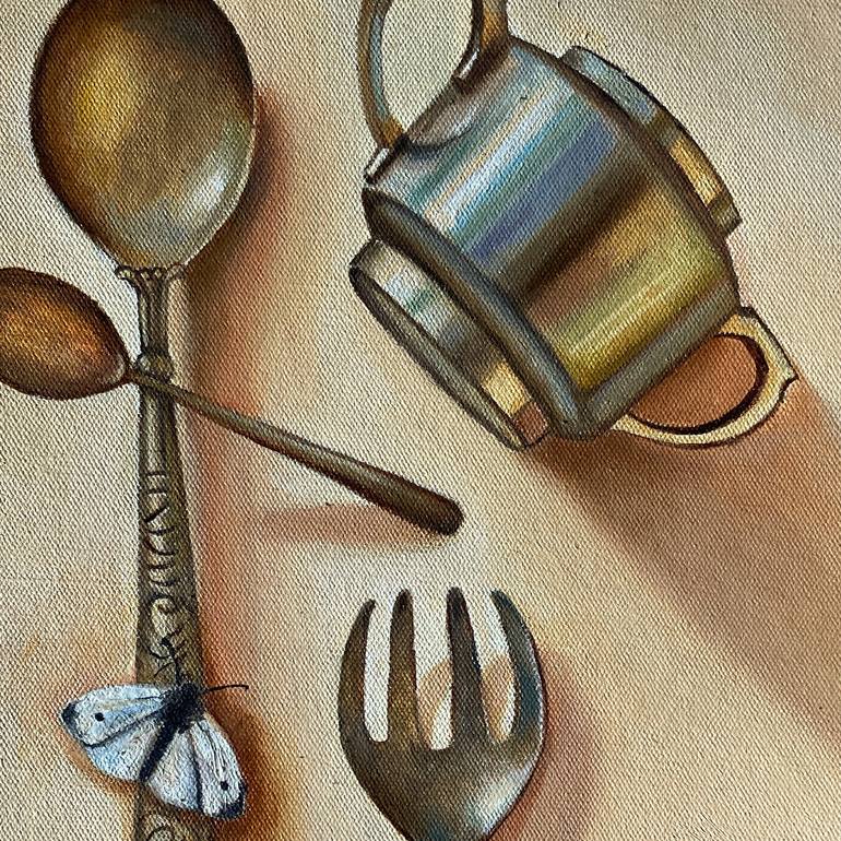 Silverware and Butterflies Painting by PRIYANKA SINGH | Saatchi Art