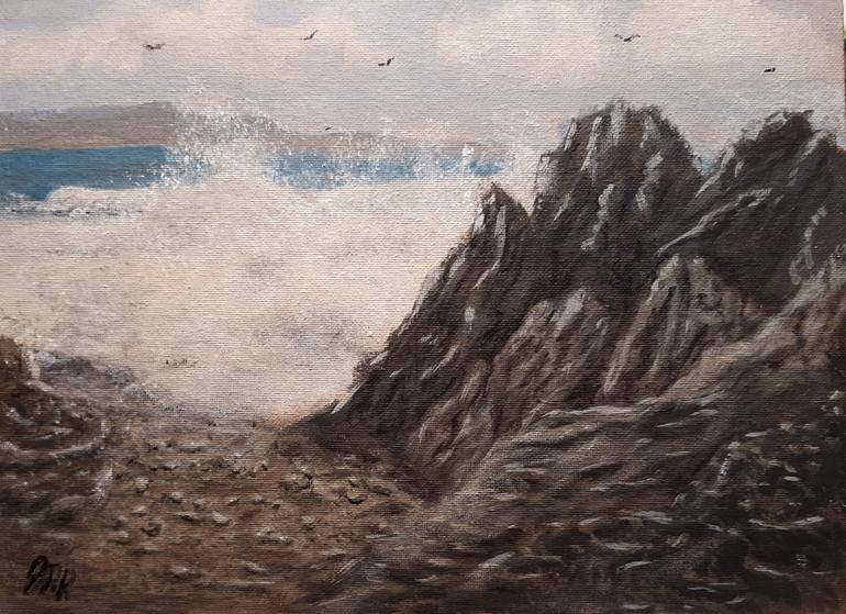 Water vs. Rocks Painting by Gunter Radinger | Saatchi Art