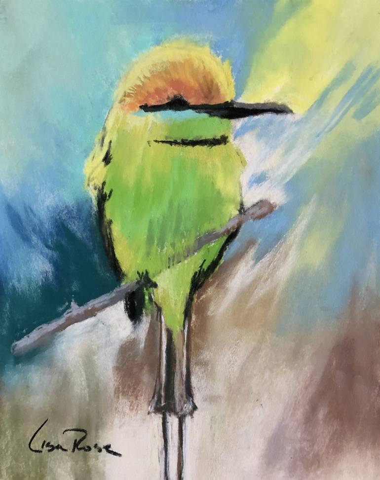 Green Bee Catcher Drawing by Lisa Rose | Saatchi Art