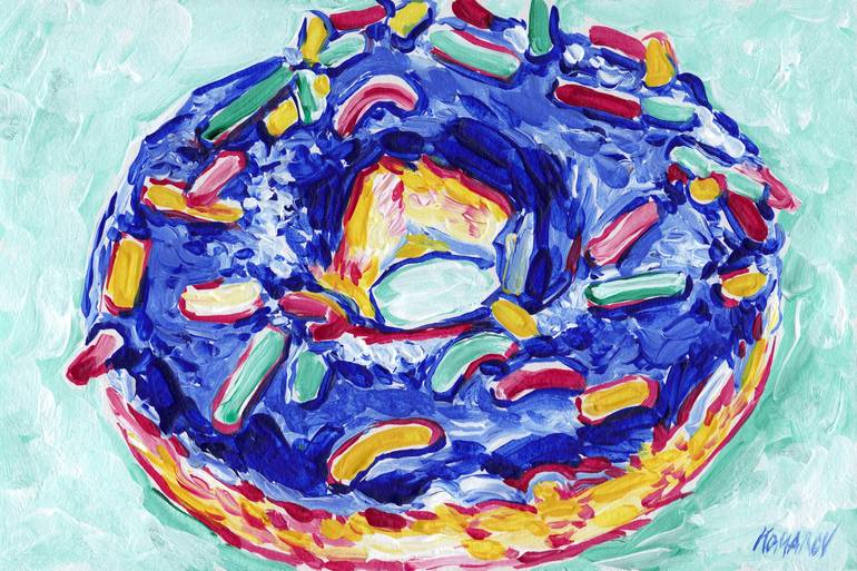 Pinturas De Comida Pop Art Donut Painting Dessert Original Art Pop Art