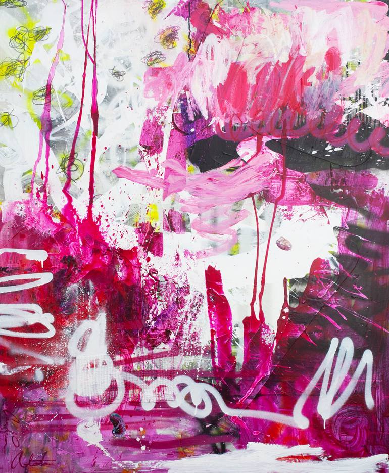Pulse of magenta chaos Painting by Carolina Alotus | Saatchi Art