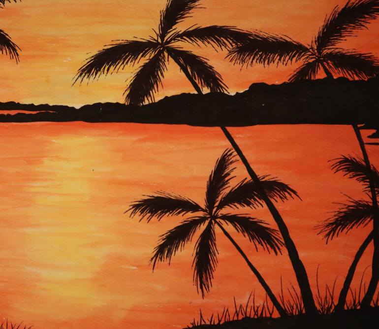 Orange Sunset Painting by Aleksandra Kapral | Saatchi Art