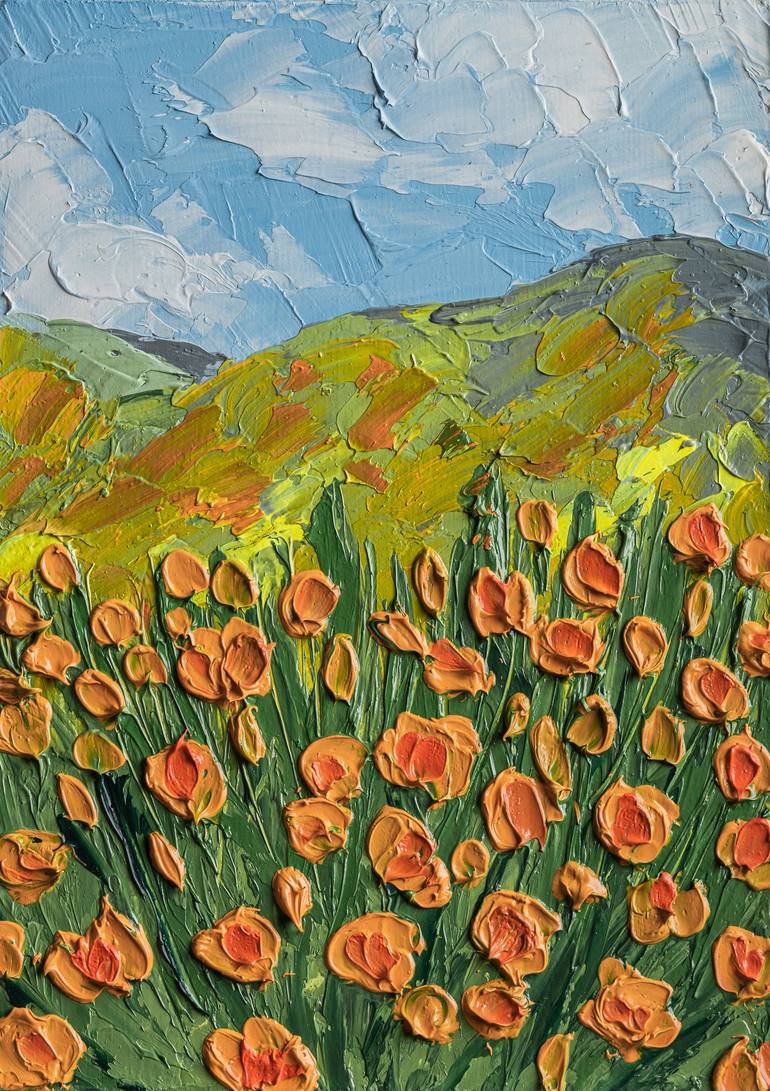 Lovely orange poppies Painting by Arina Iastrebova | Saatchi Art