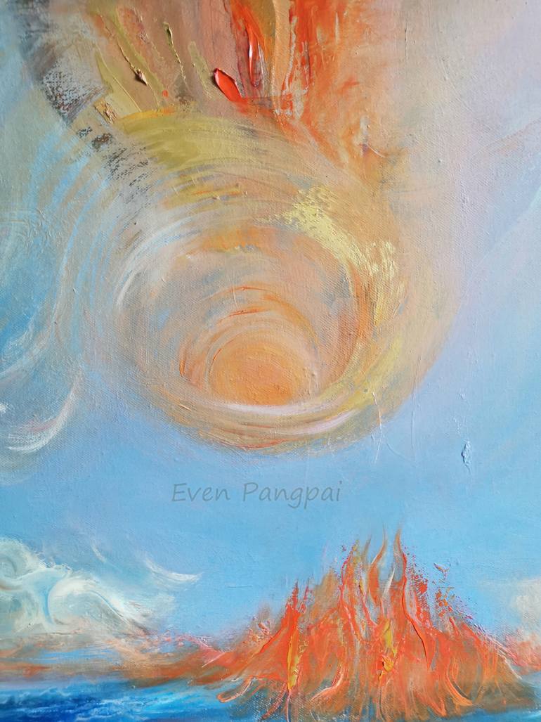 Fire on the sea (day version) Painting by Even Pangpai | Saatchi Art