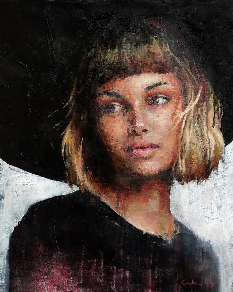 Looking back Painting by Carmen Rey | Saatchi Art