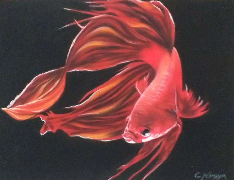Fish Red Cock Drawing by Svetlana Kitsul | Saatchi Art
