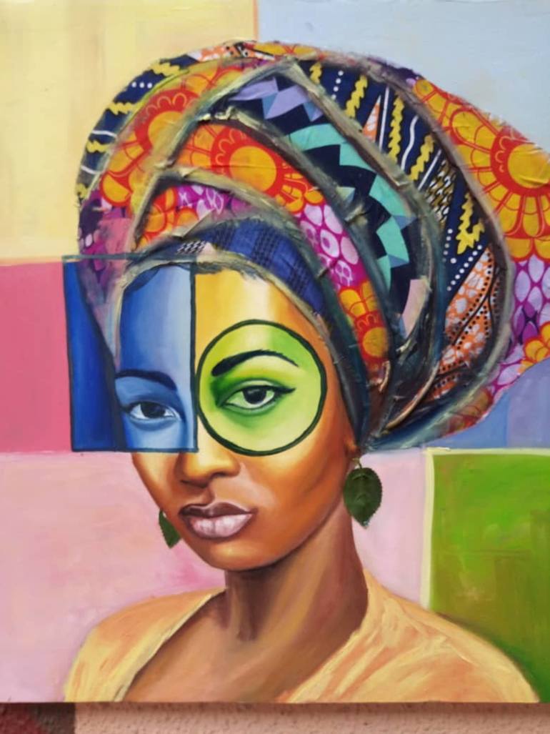 Observant lady Painting by Okearts African Exhibitions | Saatchi Art