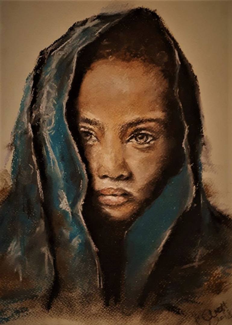 Girl in shawl Drawing by Anett Nyary | Saatchi Art