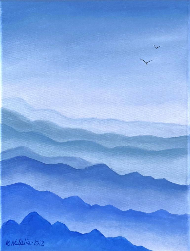 BLUE HILLS Painting by Natalia Karapunarly | Saatchi Art