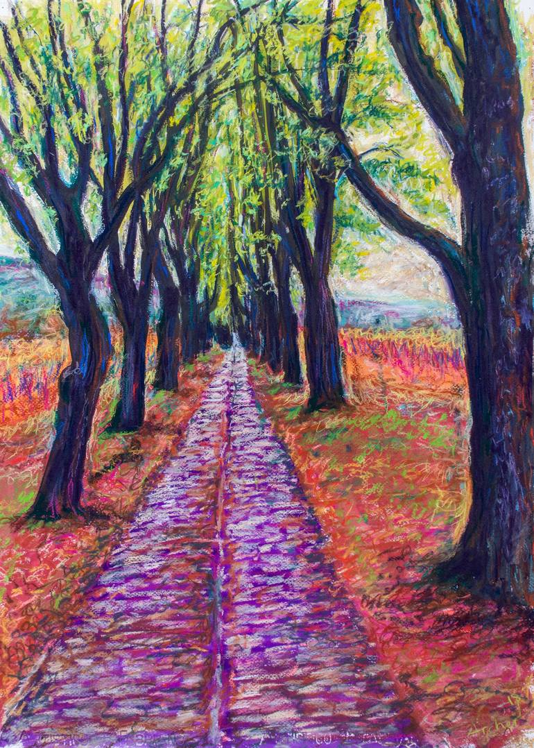 Pouilly Trees to Vineyard Drawing by Terry Archer | Saatchi Art