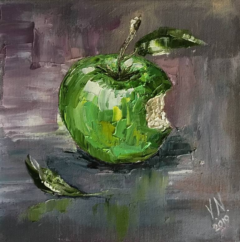 Green apple Painting by Volodymyr Nezdiimynoha | Saatchi Art