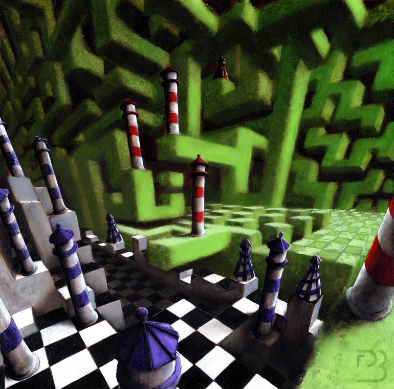 Chequered Future Painting by David Bennison | Saatchi Art