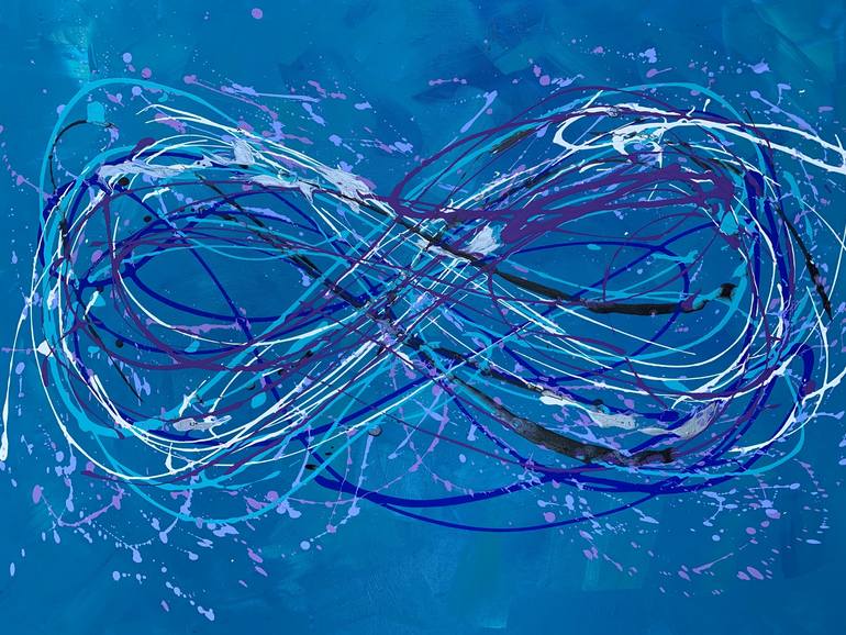 Blue Abstract Large Painting Infinity # 1 Painting by M Lounis ...