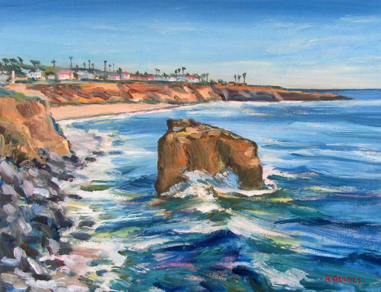 The Ocean at Sunset Cliffs Painting by Robert Gerdes | Saatchi Art