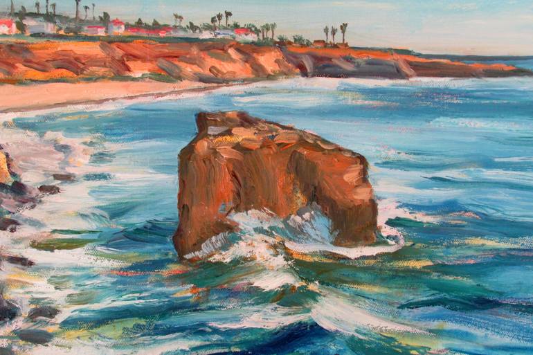 The Ocean at Sunset Cliffs Painting by Robert Gerdes | Saatchi Art