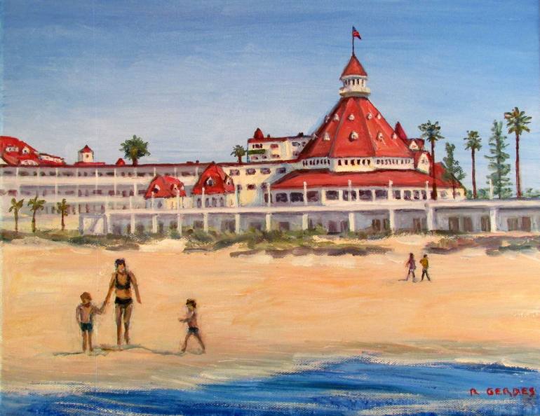 Hotel Del Coronado on the Beach Painting by Robert Gerdes | Saatchi Art