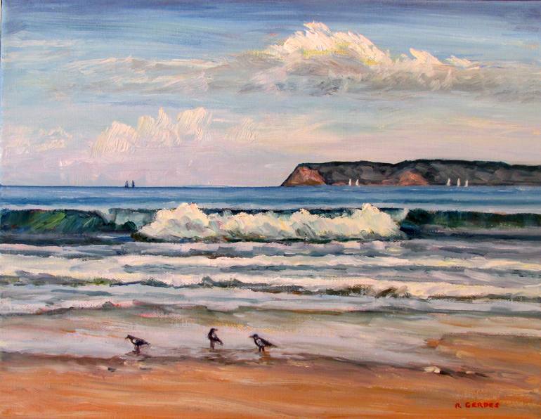 Coronado Beach Breakers Painting by Robert Gerdes | Saatchi Art