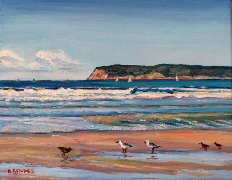 Coronado Beach Shorebirds Painting by Robert Gerdes | Saatchi Art