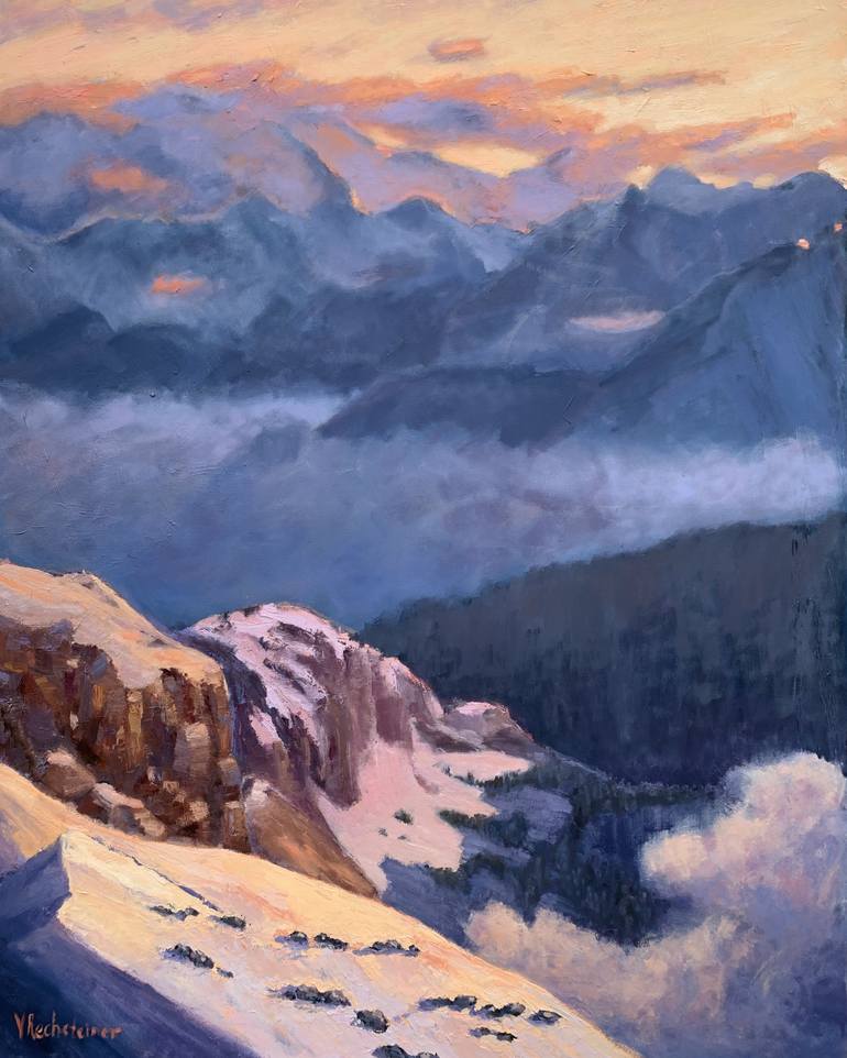 Swiss Alps Art Original Oil On Canvas Chalet Swiss Alps Painting