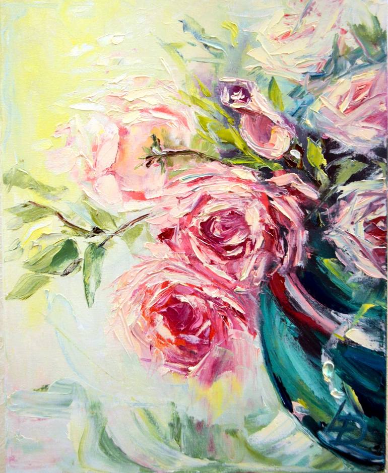 Fluffy roses Painting by Дмитрий Литко | Saatchi Art