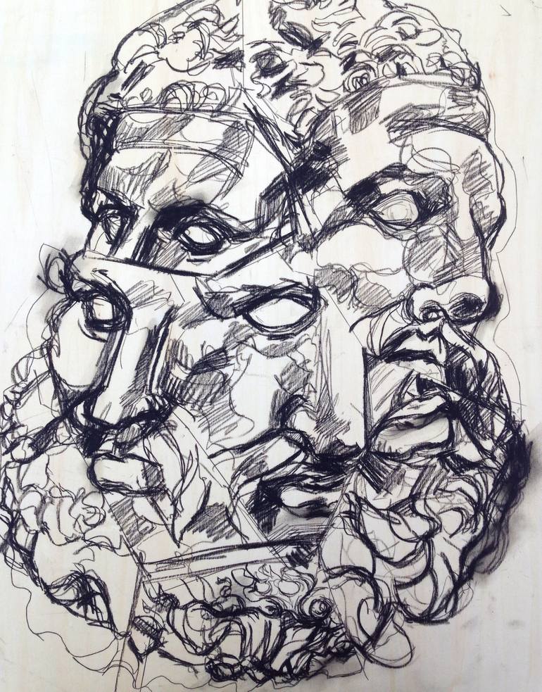 Janus Drawing by Giles Atkinson | Saatchi Art
