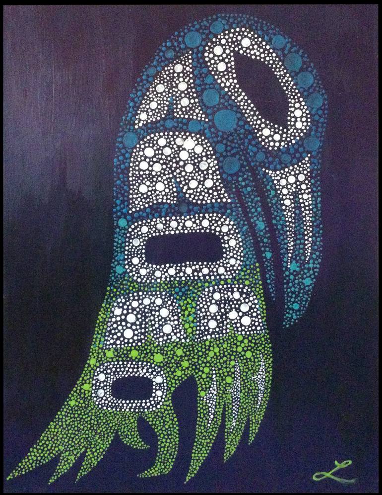 Blue Green Raven Painting by William Lavallee | Saatchi Art