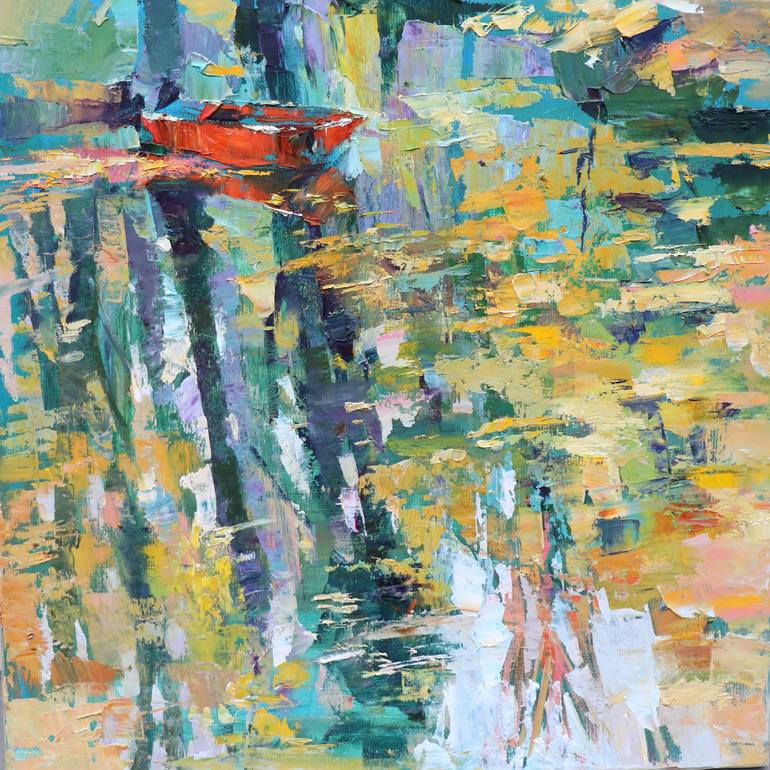 Red boat Painting by Elena Starostina | Saatchi Art