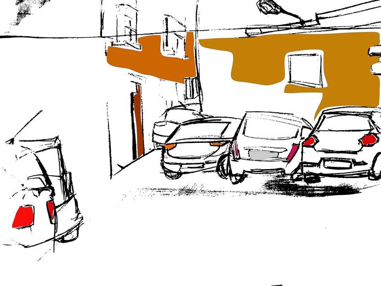 Cars and Cars Drawing by Dave Del Barrio | Saatchi Art