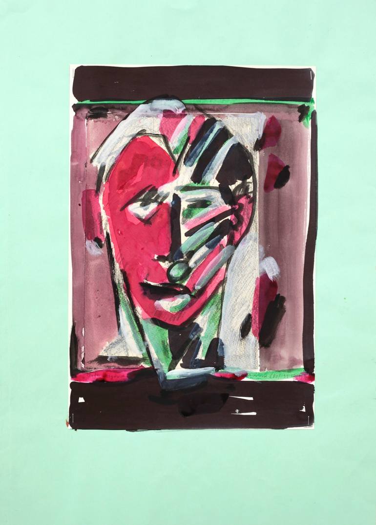 Red half face Painting by Karl-Karol Chrobok | Saatchi Art