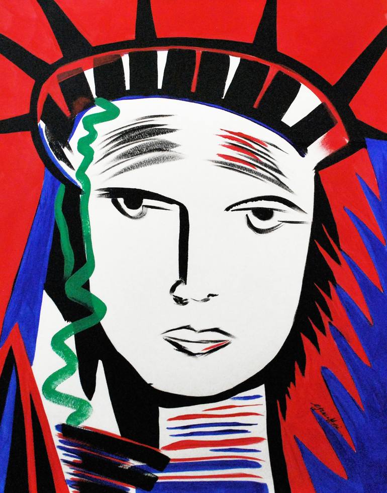 Grace Absi – Acrylic on paper – Lady Liberty Painting by Grace Absi ...
