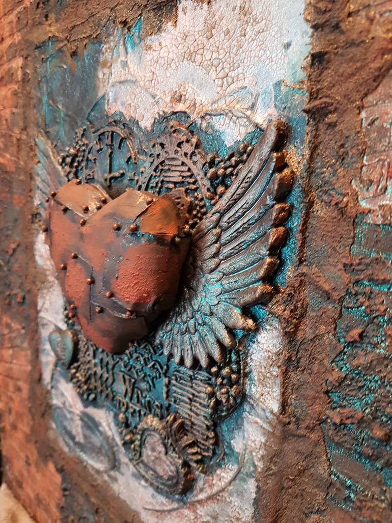 Broken heart on wall Installation by Crea Red | Saatchi Art