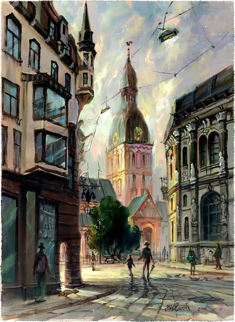 Riga City Painting by Igor Klevers-Baldin | Saatchi Art