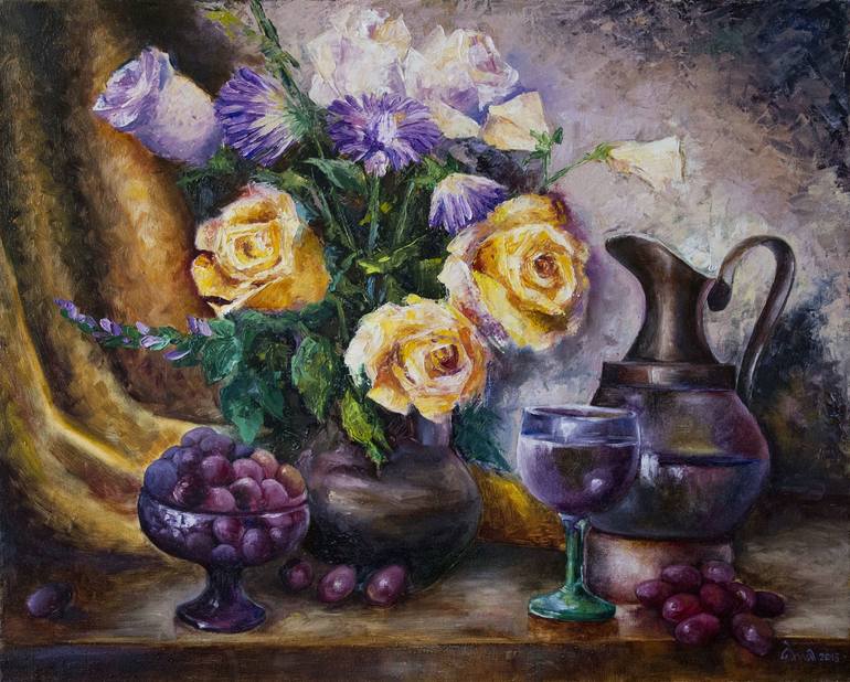Gold and grapes Painting by Anna Berezina | Saatchi Art