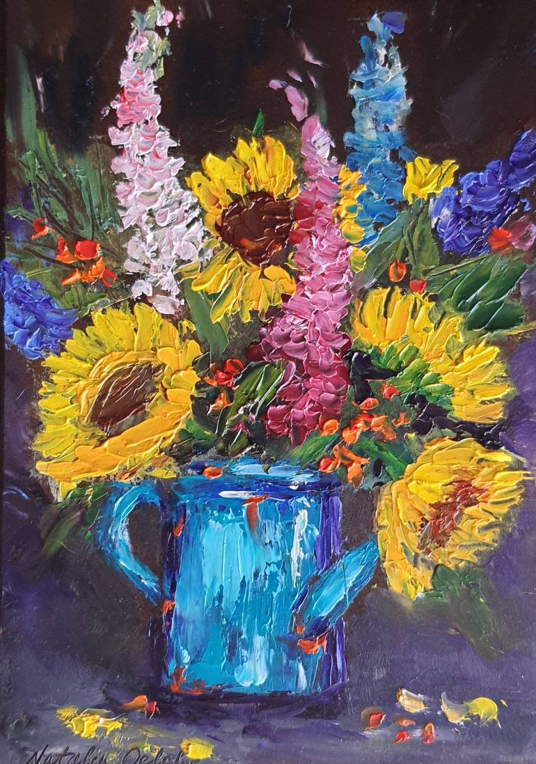 Sunflowers Painting by Natalia Oelofse | Saatchi Art