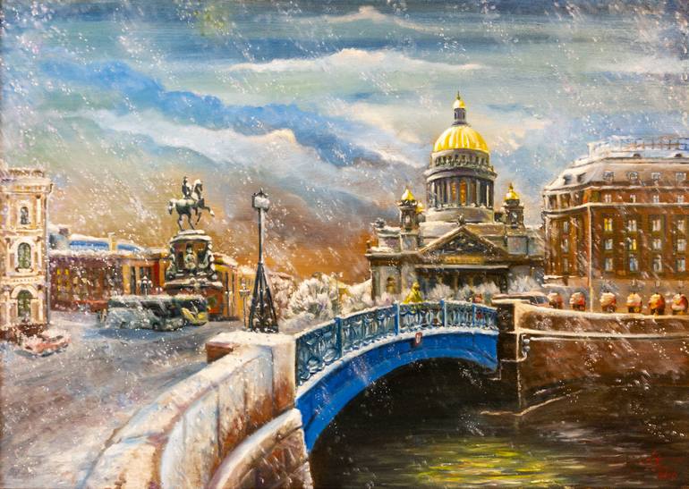 Blue bridge Painting by Aram Manucharyan | Saatchi Art