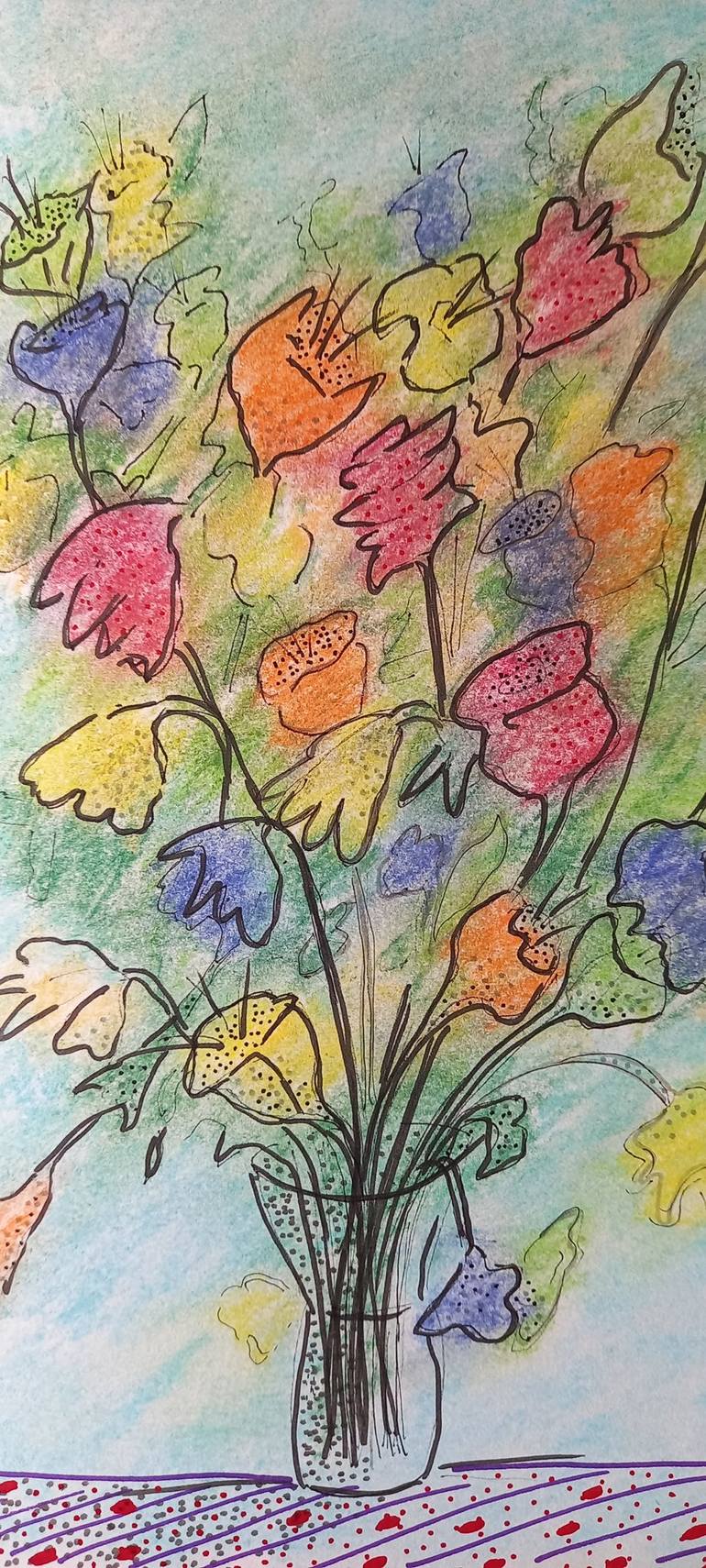 Happy flowers Drawing by Jenny Nuth | Saatchi Art