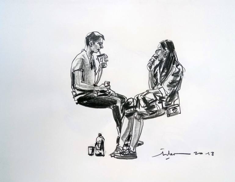 Urban Life Drawing by Ahmet Sinasi Isler | Saatchi Art