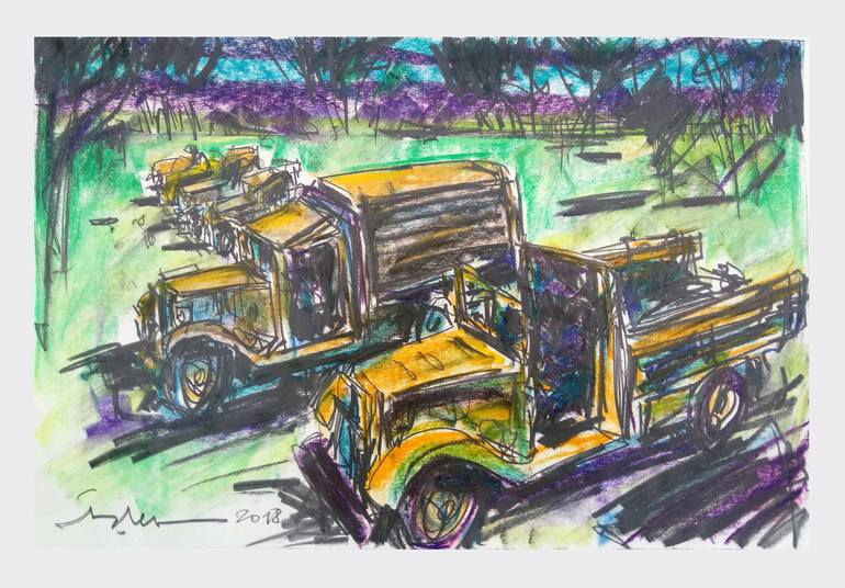 Junkyard Drawing by Ahmet Sinasi Isler | Saatchi Art