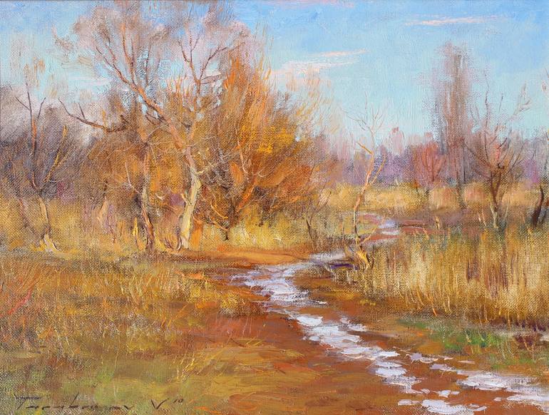 The first snow melted Painting by Volodymyr Tarabanov | Saatchi Art