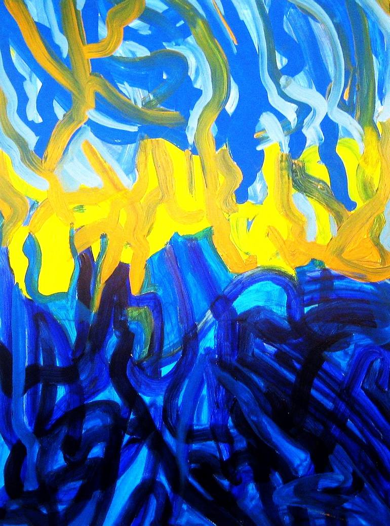 The shadows of the sky color started to peel Painting by Peter Jalesh ...