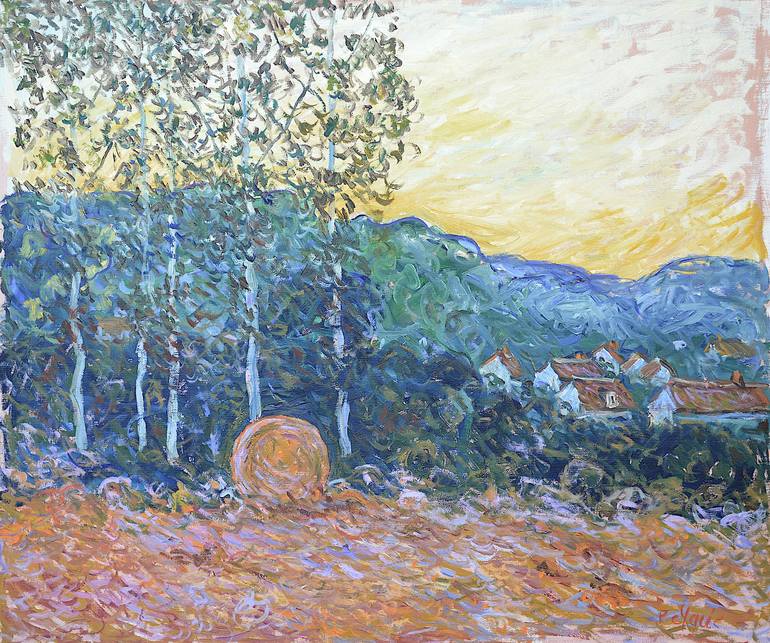 Le rouleau de paille - le soir Painting by Patrick Marie | Saatchi Art