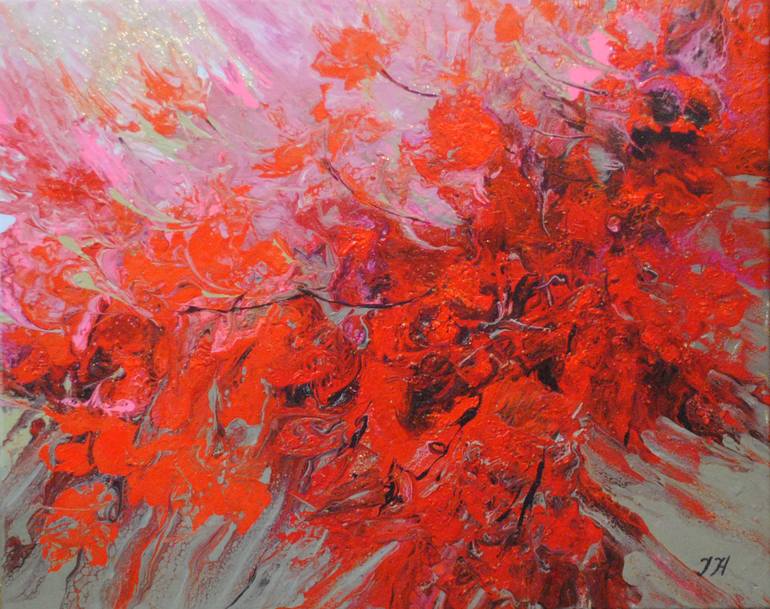 Abstract bougainvillea. Painting by Julia Herrero-Utiasheva | Saatchi Art
