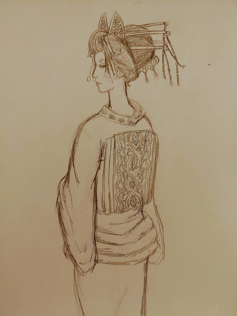 The Oiran Drawing by Meagan Flores | Saatchi Art