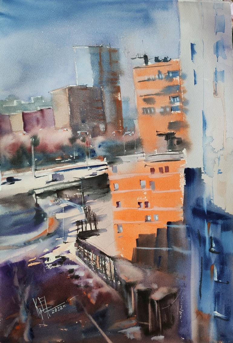 View from the window Painting by Elena Krivoruchenko | Saatchi Art