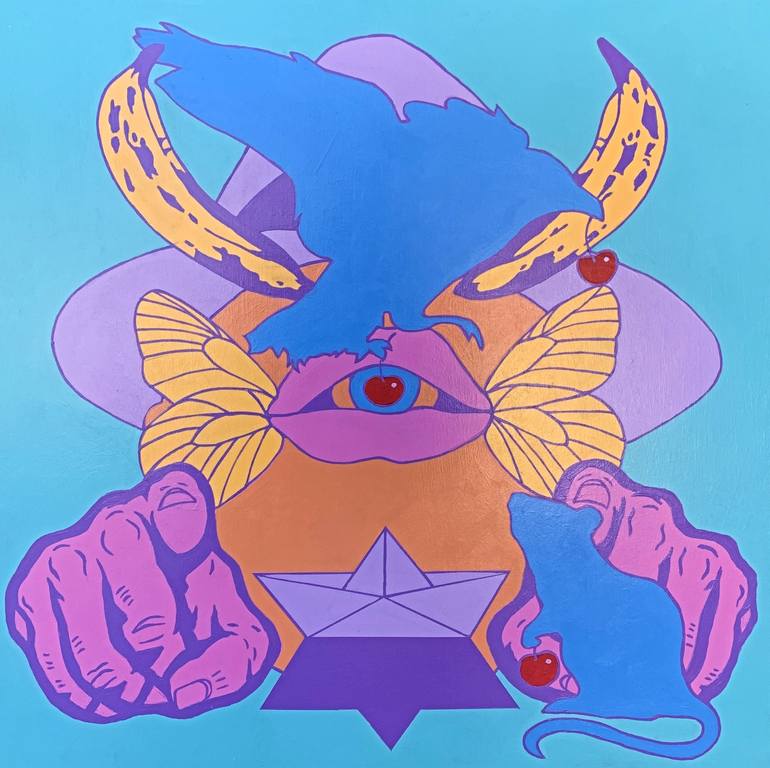 Blue Bird Cherry Painting by Barry Lorne | Saatchi Art