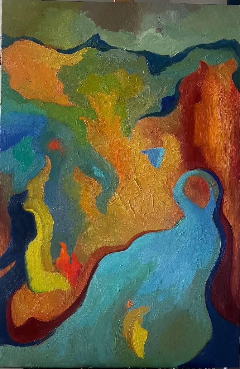 Lady in Blue Painting by Shalla Javid | Saatchi Art